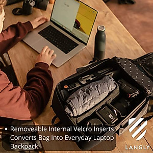 Langly Sierra Camera Backpack: A Modern & Travel-friendly Photography Backpack Compatible With Both 18in Laptop & any Camera Type 24L (Black)