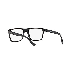 Emporio Armani Men's EA4115F Low Bridge Fit Prescription Eyewear Frames with Two Interchangeable Sun Clip-Ons Rectangular, Matte Black/Clear/Light Grey/Dark Grey, 54 mm