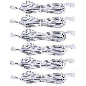 AIBOO Extension Cables 9.84FT LED Under Cabinet Puck Lighting, 2-Pin Male and Female Cable Connector Extension Cords for LED Puck Lights with White Cords (6 Pack)