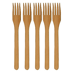 BambooMN Premium Solid Bamboo Dinner Fork 8" - All Natural Reusable Dinnerware - 100 pcs