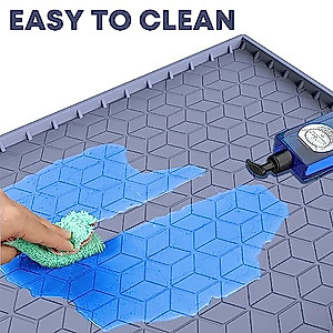 Under Sink Mat, 34" x 22" Sink Cabinet Protector, Waterproof & Flexible Silicone Under Sink Liner Drip Tray with Unique Drain Hole for Kitchen Bathroom, Hold 3.3 Gallons Liquid