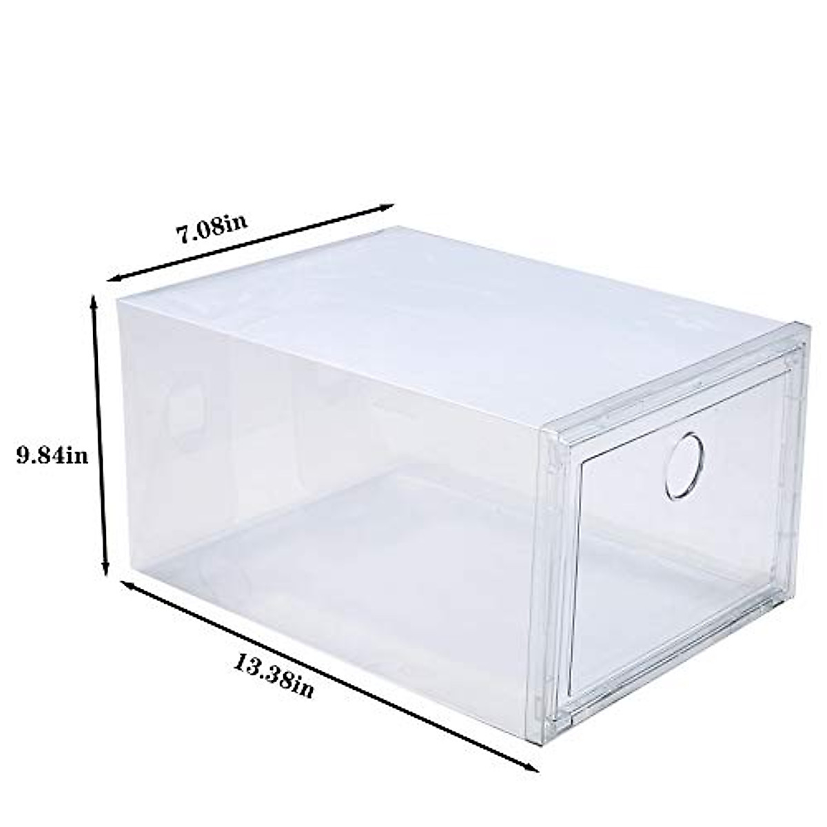 Otwthsui Shoe Box, Shoe Boxes Clear Plastic Stackable, Clear Plastic Shoe Boxes for Closets and Entryway, 13.38 × 9.84 × 7.08Inch, Foldable Plastic Shoe Organizer, 6 Pack (Clear)