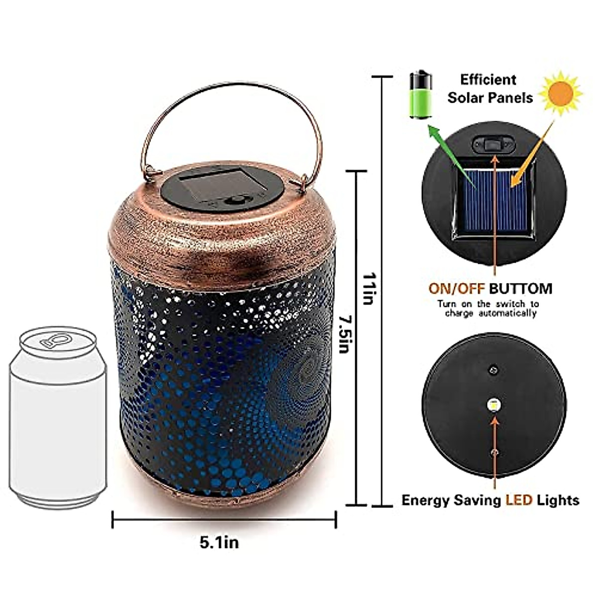 Solar Lanterns Outdoor Hanging Lantern Light, Cool Blue & Dragonfly Set (2 Pack)
