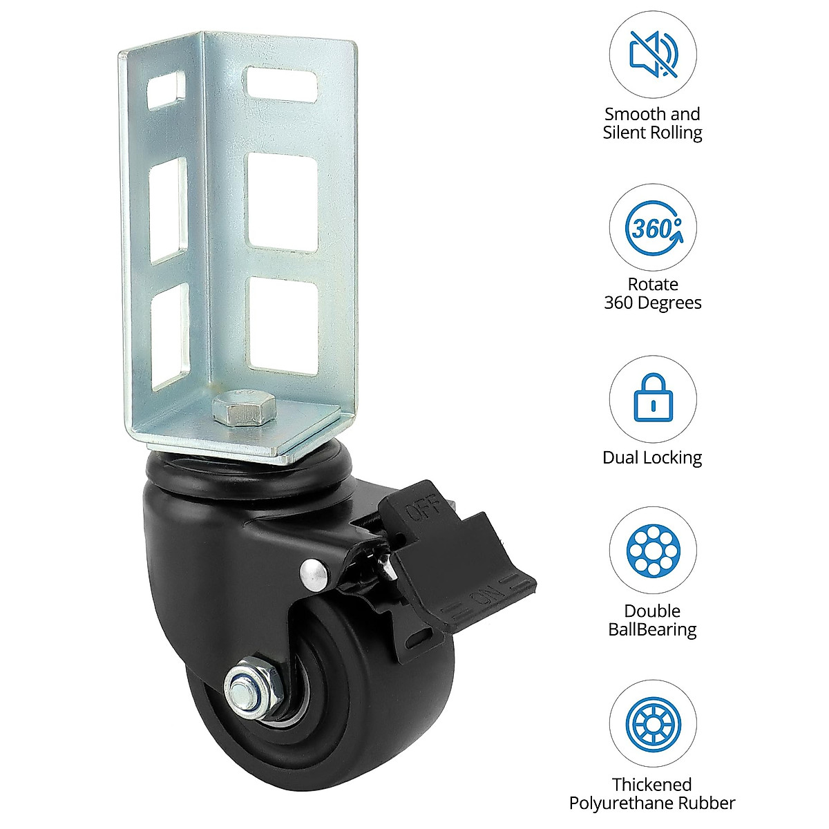 QWORK Storage Rack Caster Wheels, 4 Pack 3" Heavy Duty 1500 lb. Max Total Capacity Storage Shelf Accessories, Fit for Boltless Self Locking Shelving Racks