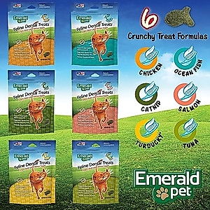 Feline Dental Treats — Tasty and Crunchy Cat Dental Treats Grain Free — Natural Dental Treats to Clean Cat Teeth, Freshen Cat Breath, and Reduce Plaque and Tartar Buildup — Ocean Fish Treats, 3 oz