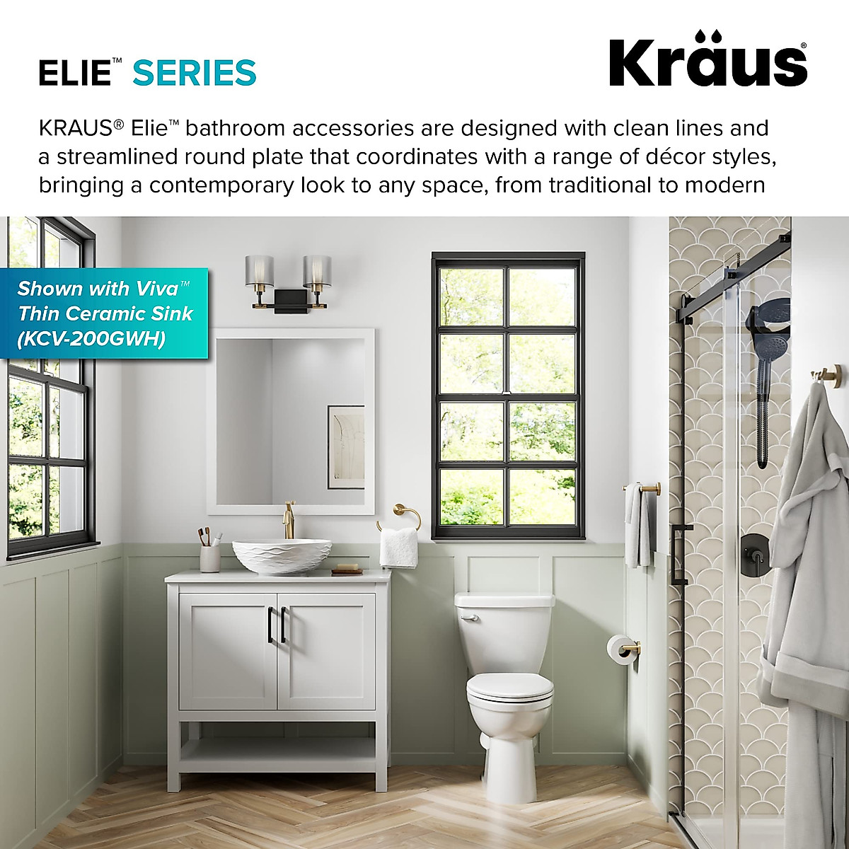 KRAUS Elie Bathroom Robe and Towel Rack with 4 Hooks in Brushed Gold, KEA-18804BG
