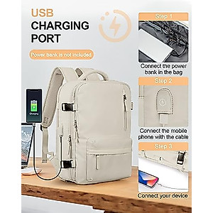 winspansy Carry on Backpack,Travel Backpack for Women Men Airline Approved Personal Item Size Hiking Gym Backpack Weekender Casual Daypack Backpack Waterproof Bag with Shoe Compartment, Beige