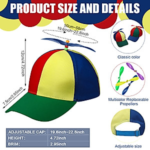 2 Pack Adult Hat Baseball Cap Brightly Rainbow Top Hat with 4 Replaceable Bamboo Dragonflies for Halloween(Green, Blue Brim)