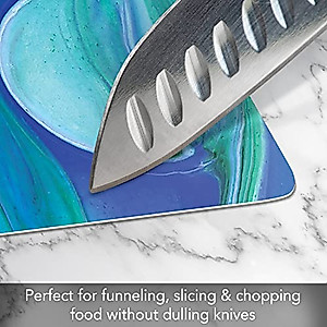 Cut N' Funnel Blue Fluidity Designer Flexible Cutting Board Mat, 15" x 11.5", Made in the USA, Decorative, Flexible, Easy to Clean