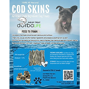 DurbaLife Air-Dried Cod Fish Braided Skin Treats for Dogs. Extra Crispy & Crunchy Hand Wrapped Single Ingredient Sticks Chews. Grain Free. (3.1 Oz Pack)