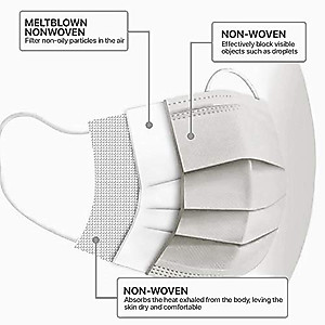 50 PCS Silver Disposable Face Masks 3-Ply Filter Earloop Mouth Cover, Face Mask (Silver)