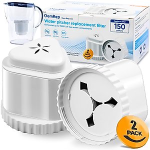 2Pack Replacement Filter for EPIC Water Filter Pitcher, Water Filter Pitcher Compatible with Aquagear Seychelle, BPA Free. Removes Fluoride, Chlorine, Lead, Odors