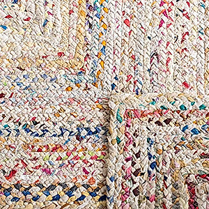 SAFAVIEH Braided Collection Area Rug - 5' x 8', Ivory & Multi, Handmade Boho Reversible Cotton, Ideal for High Traffic Areas in Living Room, Bedroom (BRD210B)