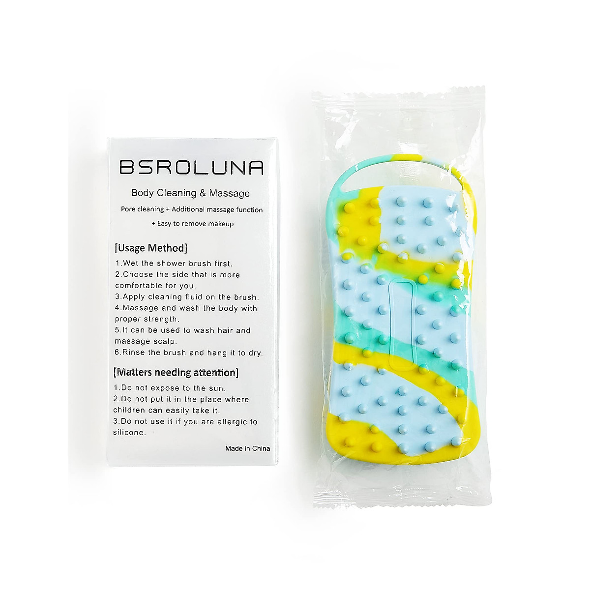 Silicone Exfoliating Body Scrubber Loofah Silicone Scalp Massager Shampoo Brush Soft Body Scrubbers for Use in Shower Lathers Well Easy to Clean 2 in 1 BSROLUNA (1 Pack Camouflage Green)