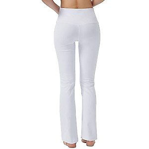 Knsbk Bootcut Yoga Pants for Women with Hidden Pockets High Waist Workout Pants Tummy Control Dress Bootleg Work Pants(White,X-Small)