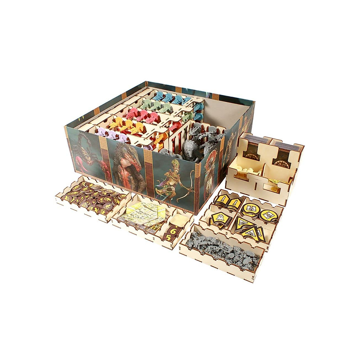The Broken Token Game Organizer - Ankh: Gods of Egypt Compatible Game Organizer, Wooden Storage Box for Tabletop Games