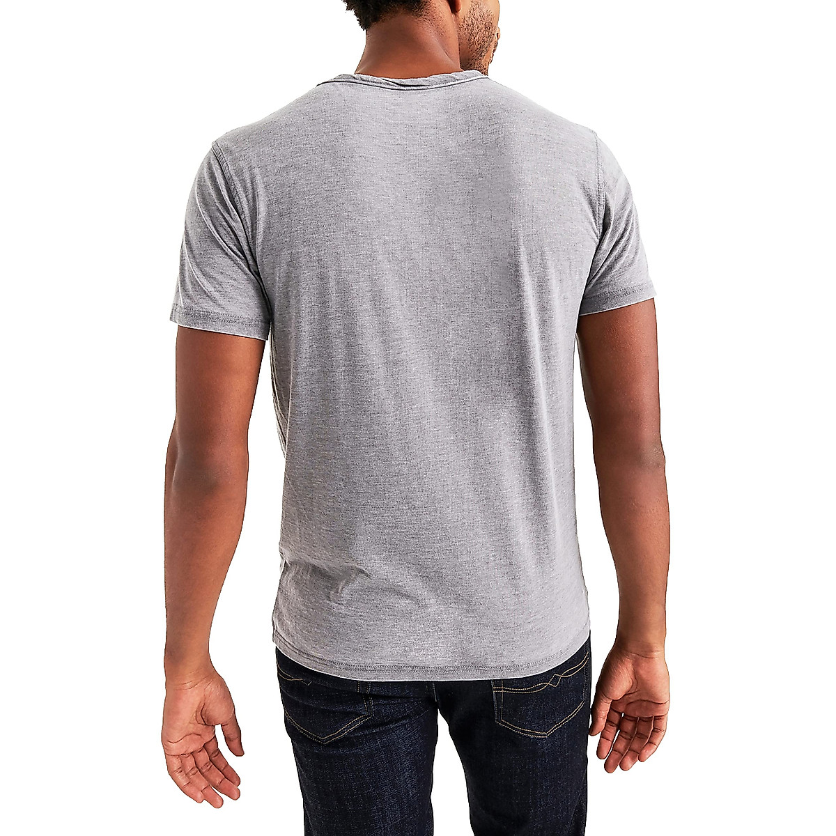 Lucky Brand Men's Venice Burnout Notch Neck Tee Shirt, Frost Grey, X-Large