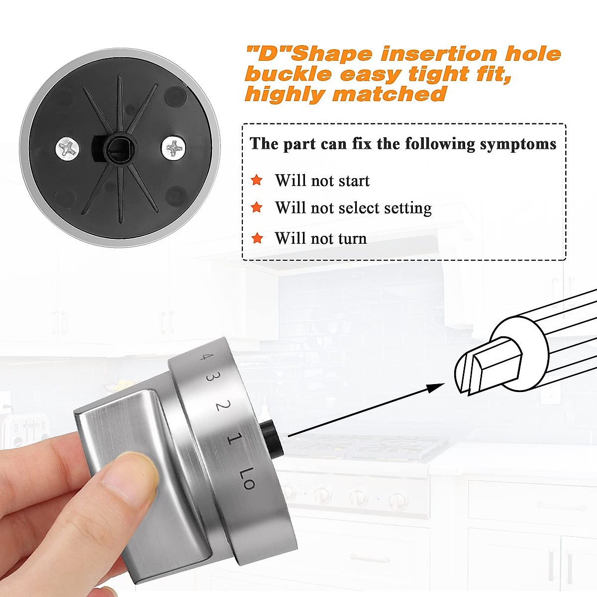 WB03X24818 Gas Stove Knobs Replacement 5Pack 100% Stainless Steel Gas Range Oven Stove Knob-24Pack WB02X24790 Grate Rubber Feet-Fit for GE Gas Stove Top Range Grate Foot Rubber Pads