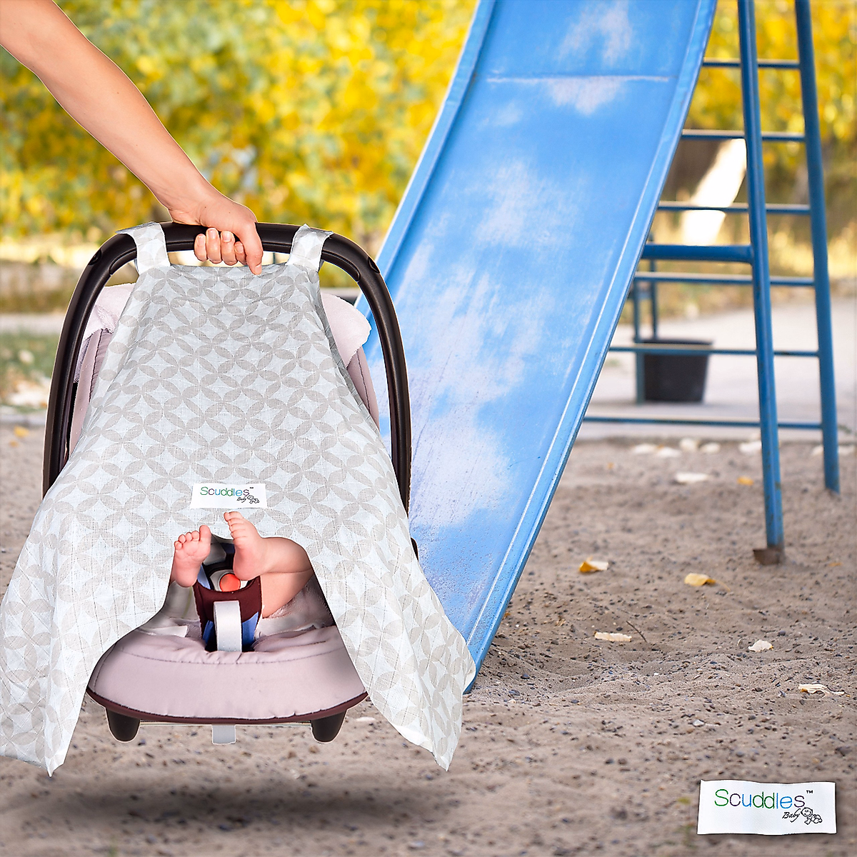 Scuddles baby Car Seat Covers & Canopy | Sun Safety Blocker For infant boys girls Babies | Unisex Designs Easy To Install | Replacement Fit Any Make Car Seats , Machine Washable - SC-CC-01