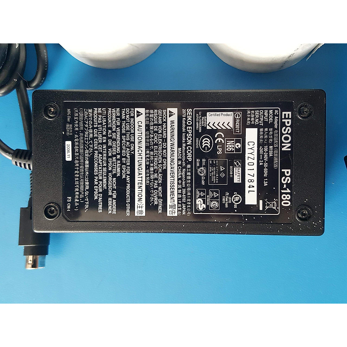 Epson TM-T88IV Model M129H - Dark Gray POS Thermal Receipt Printer USB Port with Epson PS-180 Power Supply & 3 Rolls of Receipt Paper - (Renewed)