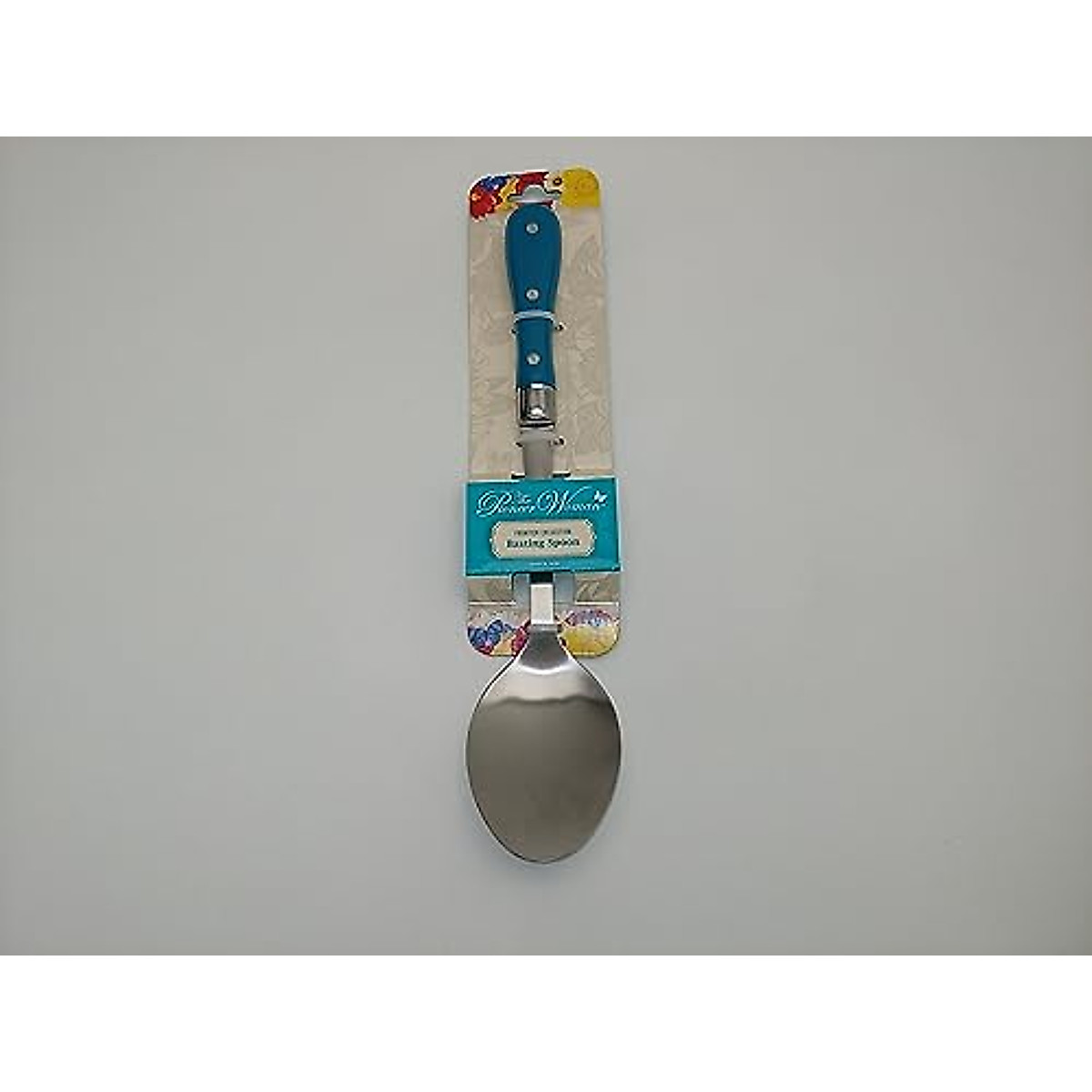 The Pioneer Woman Basting Spoon Large Stainless Steel Teal Handle 14" Long