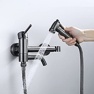 MINJING Bidet Sprayer Kit for Toilet Grey Hand Held Sprayer Toilet Sprayer Tap Attachment Bathroom Toilet Bidet Mixer Spray Kit,Shower Hose