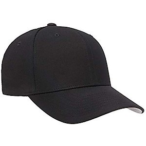 Flexfit Cotton Twill Fitted Cap, Black, Small/Medium