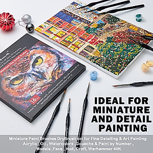 Brusarth Detail Paint Brushes Set, 16pcs Miniature Paint Brushes for Fine Detailing, Art Painting, Micro Detail Paint Brush for Acrylics, Oils, Watercolors, Paint by Number, Figurine, 40k