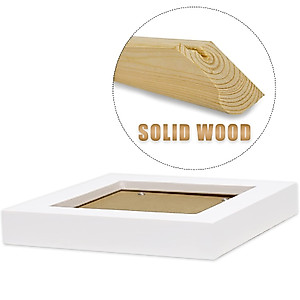 Picture Frames 5x5 White Nature Solid Wood 2 Pack for Wall Mount and Tabletop Display