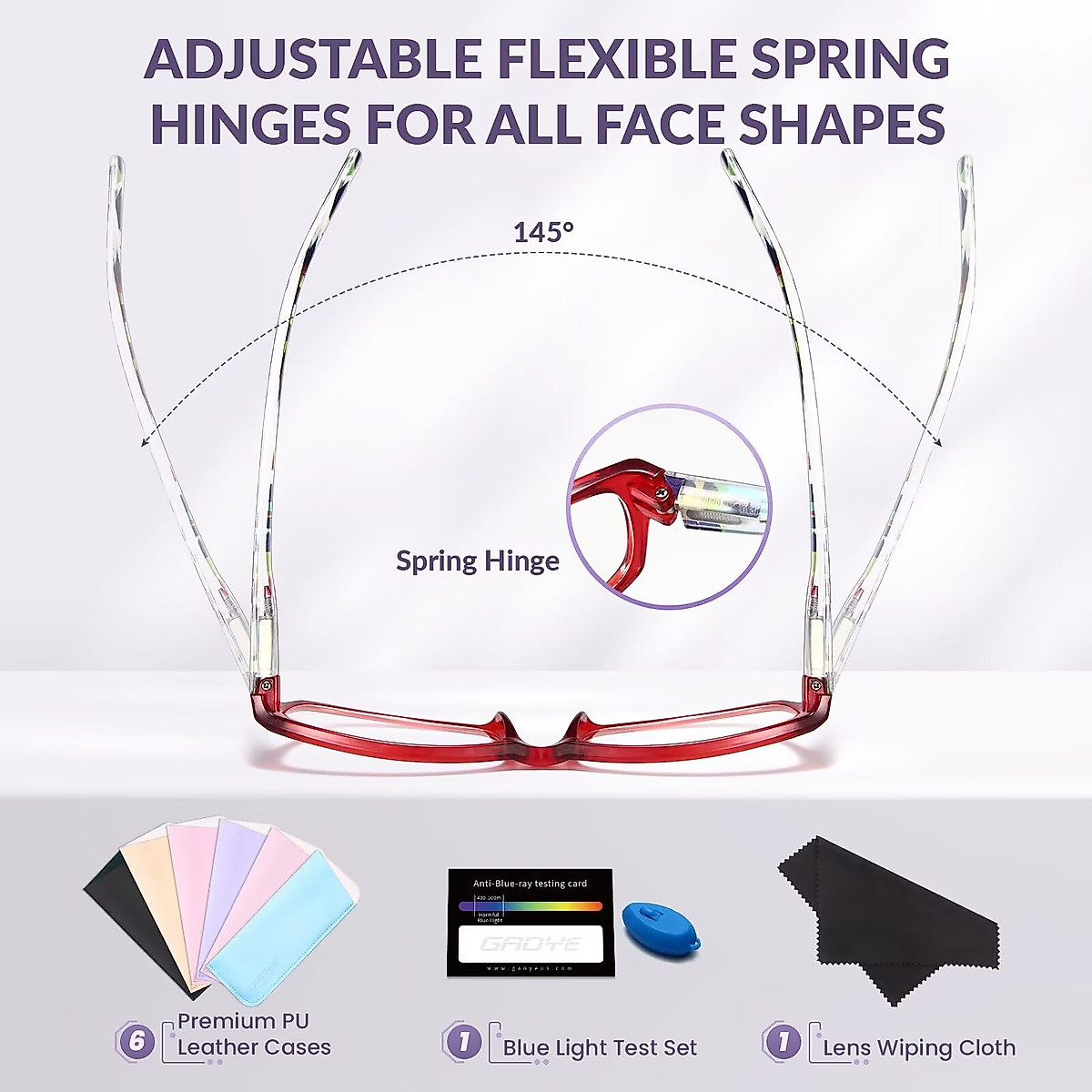 Gaoye Reading Glasses for Women, 6 pack Fashion Readers for Women Men Spring Hinge Eye Glasses, Blue Light Reading Glasses