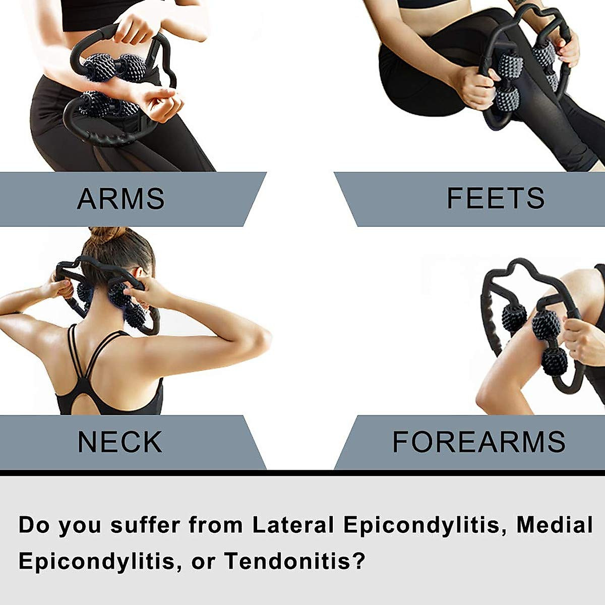 Muscle Roller, Trigger Point Muscle Roller for Calf, Leg, Arm, Tennis Elbow and Golfer Elbow, Foam Roller Deep Massage Tool for Relieve Muscle Soreness, Stiffness and Tight Muscles (Black)