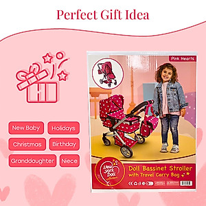 Convertible Combo Baby Doll Stroller for 3 Year Old Girls & Up | Play Toy Baby Stroller for Dolls, Folding Adjustable Bassinet Carriage Buggy with Storage Basket Converts to Sit Up Pushcart Pram