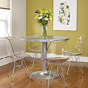 Ergo Furnishings Mid-Century Eiffel Tower Transparent Side Dining Chair Chrome Base (Set of 2)