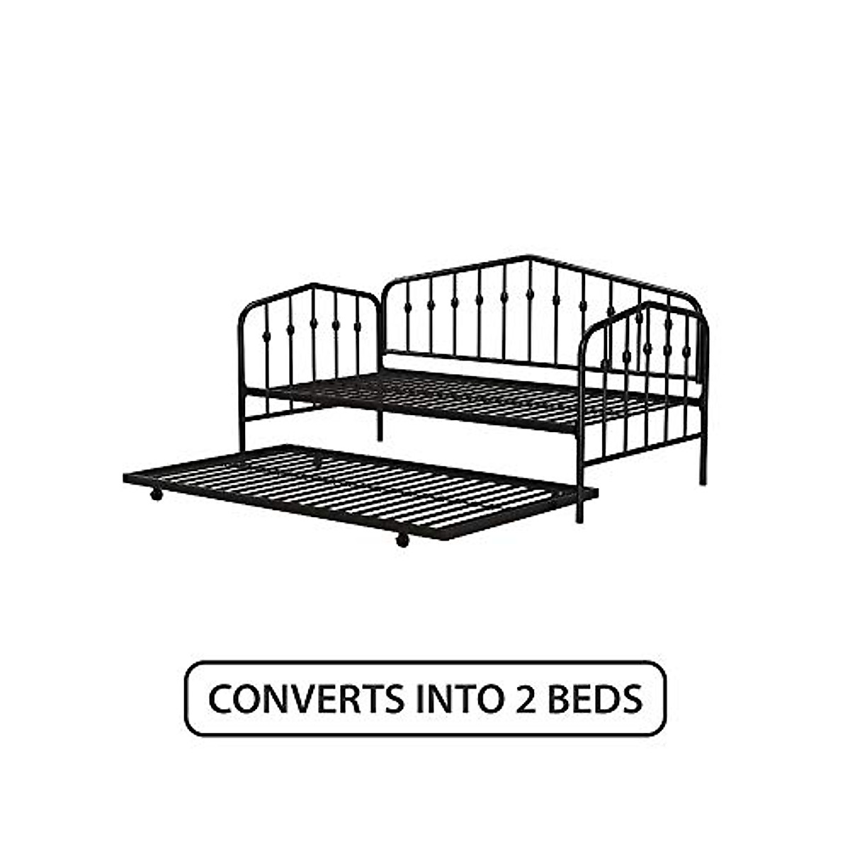 Novogratz Bushwick Metal Daybed & Trundle, Twin Size Frame, Black