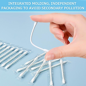 Lsed, Cleaning swabs for Commercial uses, 100 Count Natural Cotton Buds, Individually Wrapped Double Tipped Cotton Tips for Ear, Beauty Care, Cleaning (Round & Pointed Shape Cotton Heads)