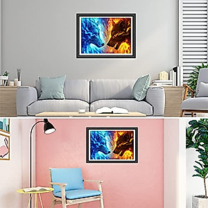 AiYuanzsh DIY 5D Diamond Painting Kits for Adults Diamond Art Wolves of Ice and Fire Diamond Painting Full Drill Crystal Rhinestone Embroidery Craft Kits for Home Wall Decor Gifts 16x12inch