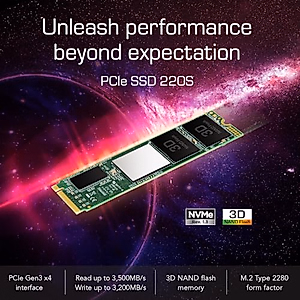 Transcend TS1TMTE220S 1TB M.2 NVMe PCIe Gen3x4 80mm Internal Solid State Drive with Speeds up to 3,500MB/s