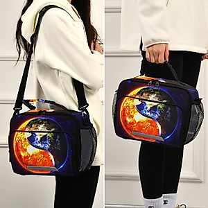 3d Balance Yin Yang Lunch Bag for Women Men Japanese Sun Earth Insulated Cooler Tote Bag with Adjustable Shoulder Strap Large Capacity Reusable Leakproof Picnic Lunch Box Outdoor for Adult Office