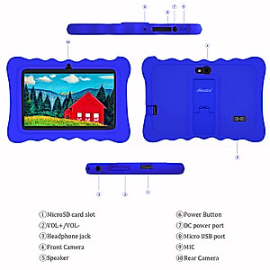 Hoozo Kids Tablet 7-inch HD, 32GB, Android 9.0 Tablet for Kids, WiFi with Kids Mode Pre-Installed, Camera, 2GB RAM, Learning Tablet with Shock Proof Case (Blue)