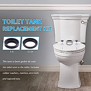 MENNTY Tank to Bowl Gasket Kit Includes Toilet Tank Bolts and Rubber Gaskets for Repairing Toilet Tank Leaks and Fits Most 3"/3.5" Toilet Tanks with Open Flush Valves
