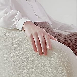 Yaheetech Accent Barrel Chair, Faux Fur Club Chair, Furry Sherpa Elegant and Cozy, Soft Padded Armchair, Suitable for Living Room Bedroom Reception Room Office, Ivory