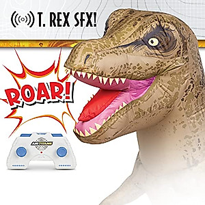 AIRTITANS Jurassic World Inflatable T Rex RC – Massive Attack Air Titans Dinosaur - Over 6 Feet Long - Turns & Spins - Stomps & Roars!