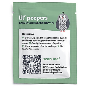 Natural Essentials Lil' Peepers Baby Eye Wipes and Eyelid Cleanser, Preservative-Free & Rinse-Free, Pediatrician Recommended Hypoallergenic Soft Eyelid Wipes for Babies, Kids & Adults, 30 Count (2pk)