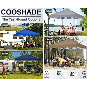 COOSHADE Durable Easy Pop Up Canopy Tent 12x12Ft(Khaki)