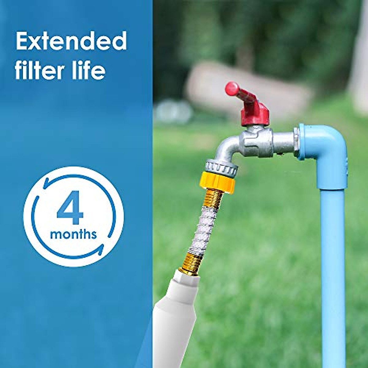 Waterdrop Hose Water Filter with Hose Protector, Reduces Chlorine, Odor, Calcium, Improve Plants Health. Ideal for Gardening, Farming and Pets