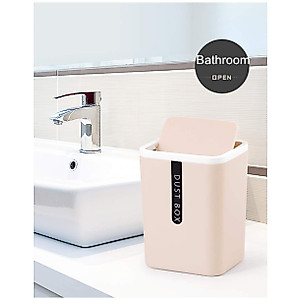 FuQ Mini, Desktop trash can for Office Desktop Coffee Table Kitchen Small Garbage Can Colorful Plastic Shake Cover Bucket Small Paper Basket