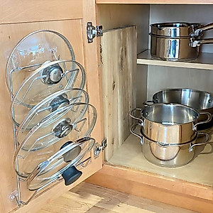 Evelots 5-Slot Cabinet Lid Holder/Organizer-Knobs-Plastic Coated Iron-Easy to install-Chrome