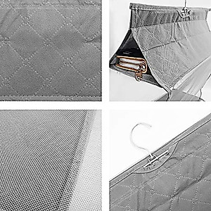 souG 2 Pack Hanging Handbag Purse Organizer for Closet, Purse Bag Storage Holder for Wardrobe Close with 1pcs 4 Shelves Space and 1pcs 3 Shelves Space Saving Purse Organizers System (Grey)