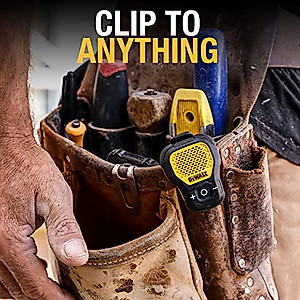 DEWALT Wearable Bluetooth Portable Speaker — Magnetic Clip-On Wireless Bluetooth Speaker — Jobsite Pro Water-Resistant Portable Speaker — Built-in Mic for Hands-Free Music and Calls