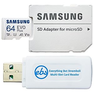 Samsung 64GB Micro SDXC Class 10 UHS-I EVO Plus Memory Card Works with Nintendo Switch, Switch Lite, Switch OLED Gaming Console (MB-MC64KA) Bundle with 1 Everything But Stromboli Micro SD Card Reader